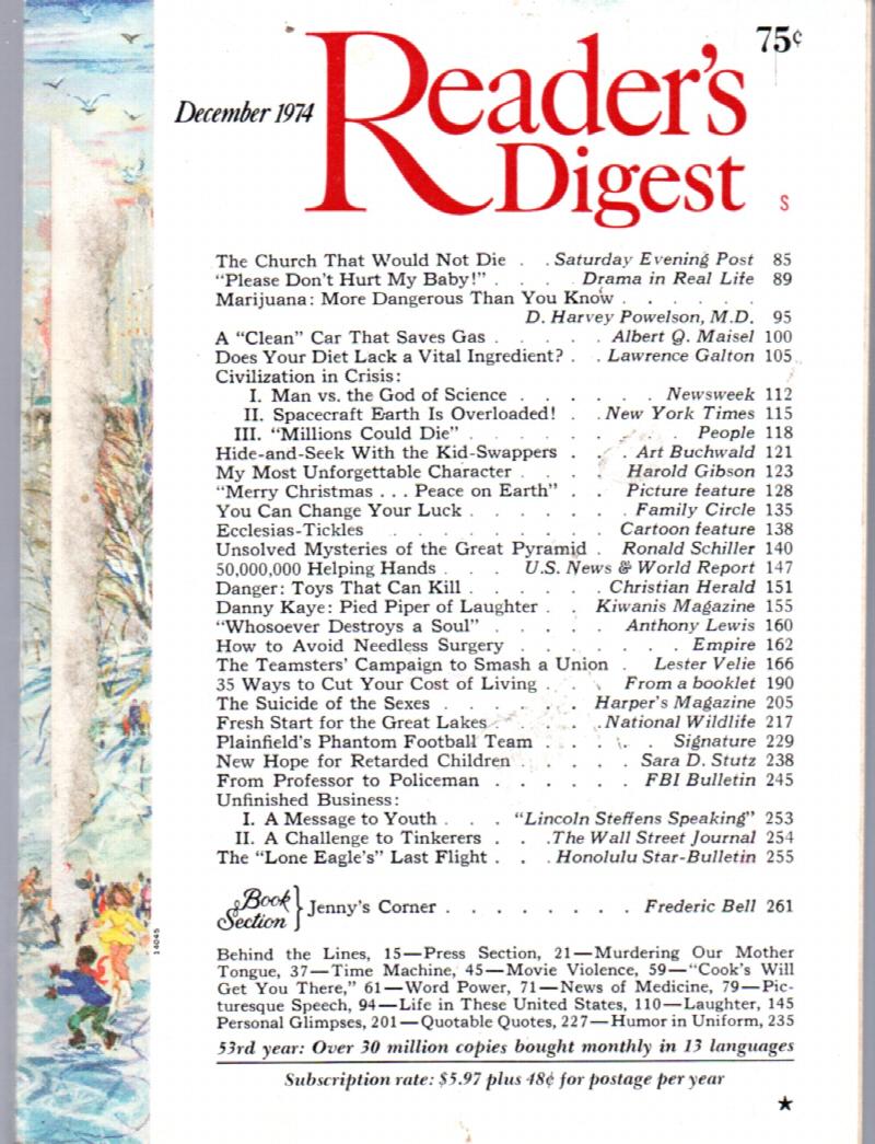 Reader's Digest Magazine December 1974